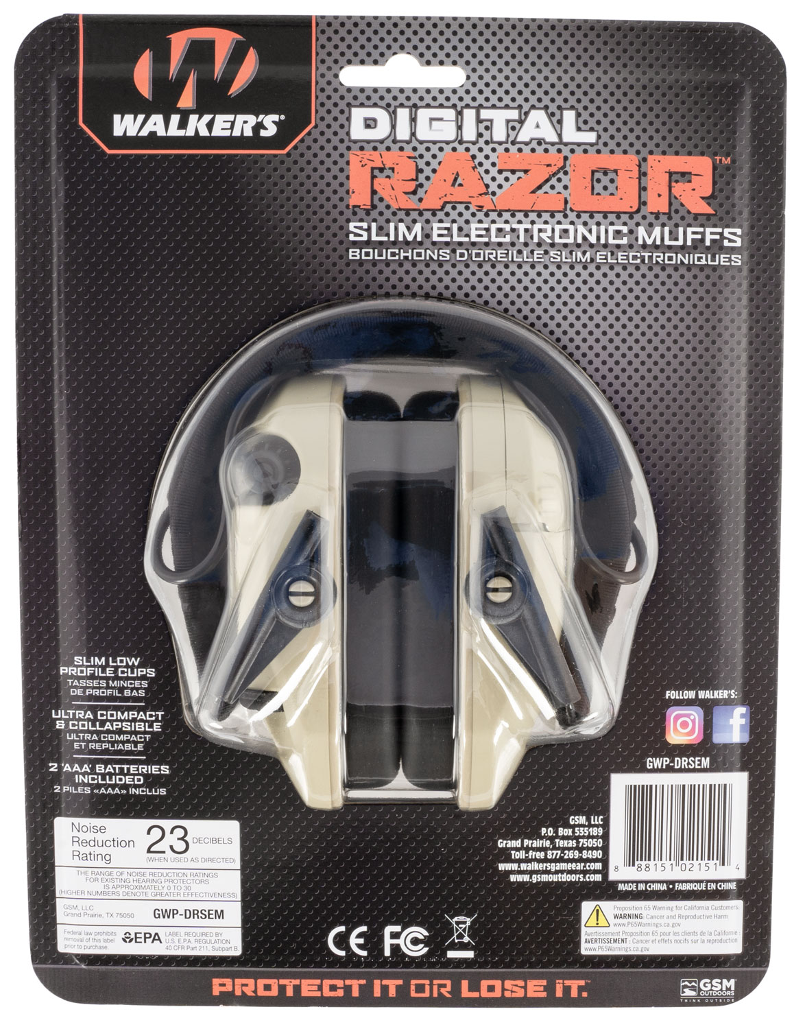 Walker's Razor PRO Digital Electronic Hearing Protection Muffs 23 dB
