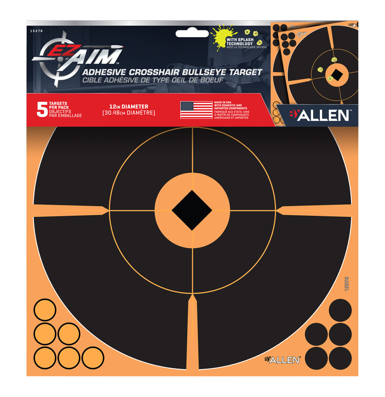 EZ-Aim 15376 Splash Reactive Bullseye / Crosshair Reticle Adhesive 12 ...