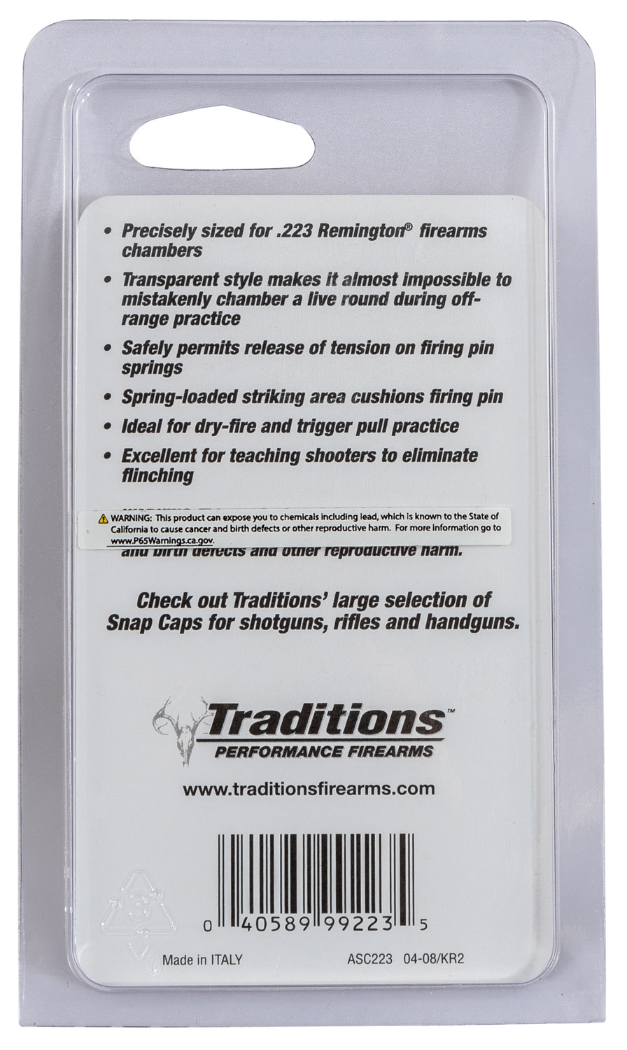 Traditions ASC223 Snap Caps 223 Rem Plastic/Brass Base 2 Pack ...